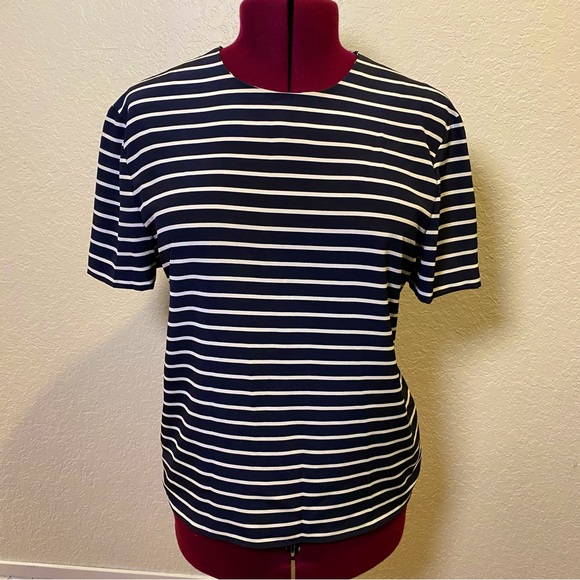 Kasper | Tops | Kasper Company Vintage Navy Blue Striped Blouse 4 ...